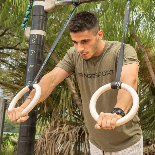 Competition Wood Gymnastic Rings - With Straps | FringeSport Equipment ...