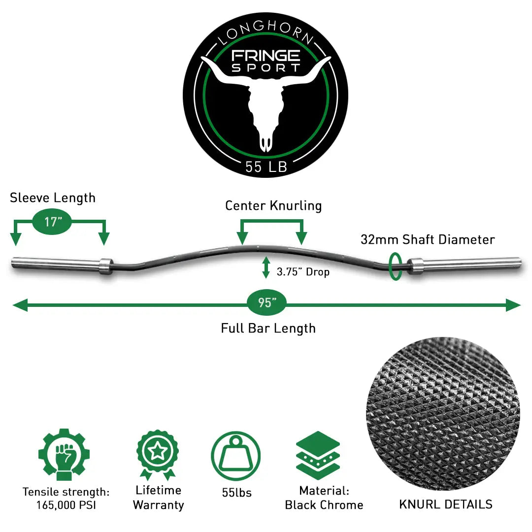 Longhorn Camber Barbell - Fringe Sport